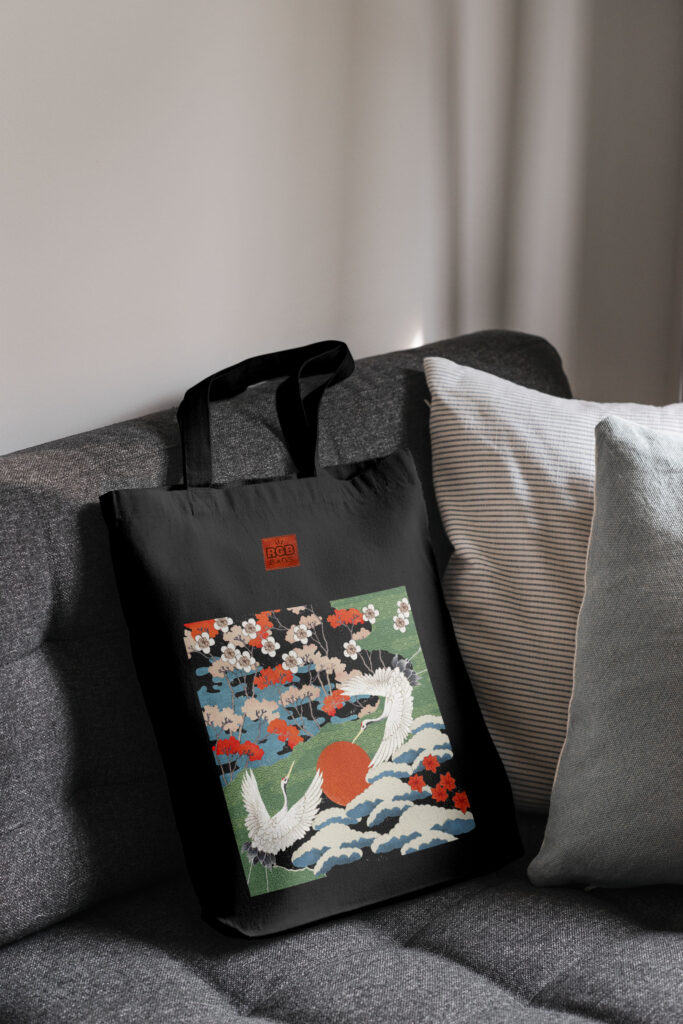 Traditional Japanese Crane Canvas Tote Bag - RGB Merchandise