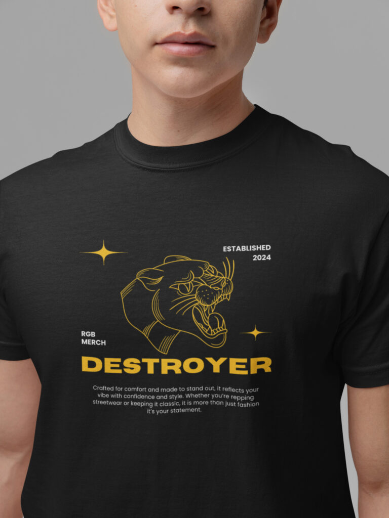 Crew Neck Printed Man T-Shirt Destroyer - RGB Merchandise